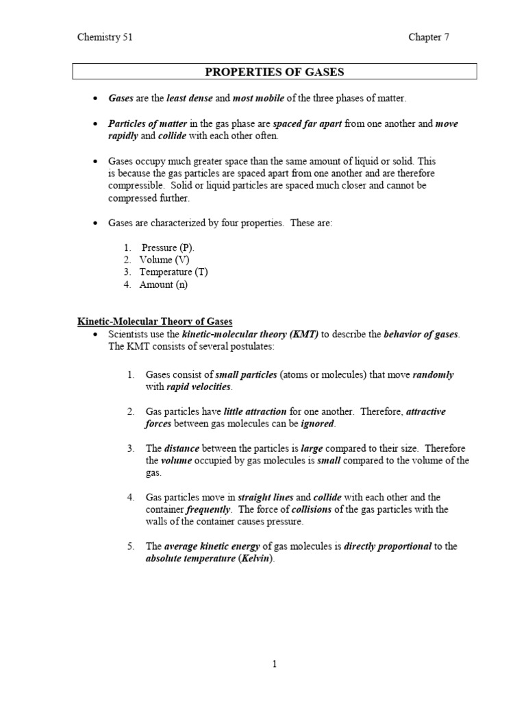 Properties of Gas | PDF | Gases | Pascal (Unit)