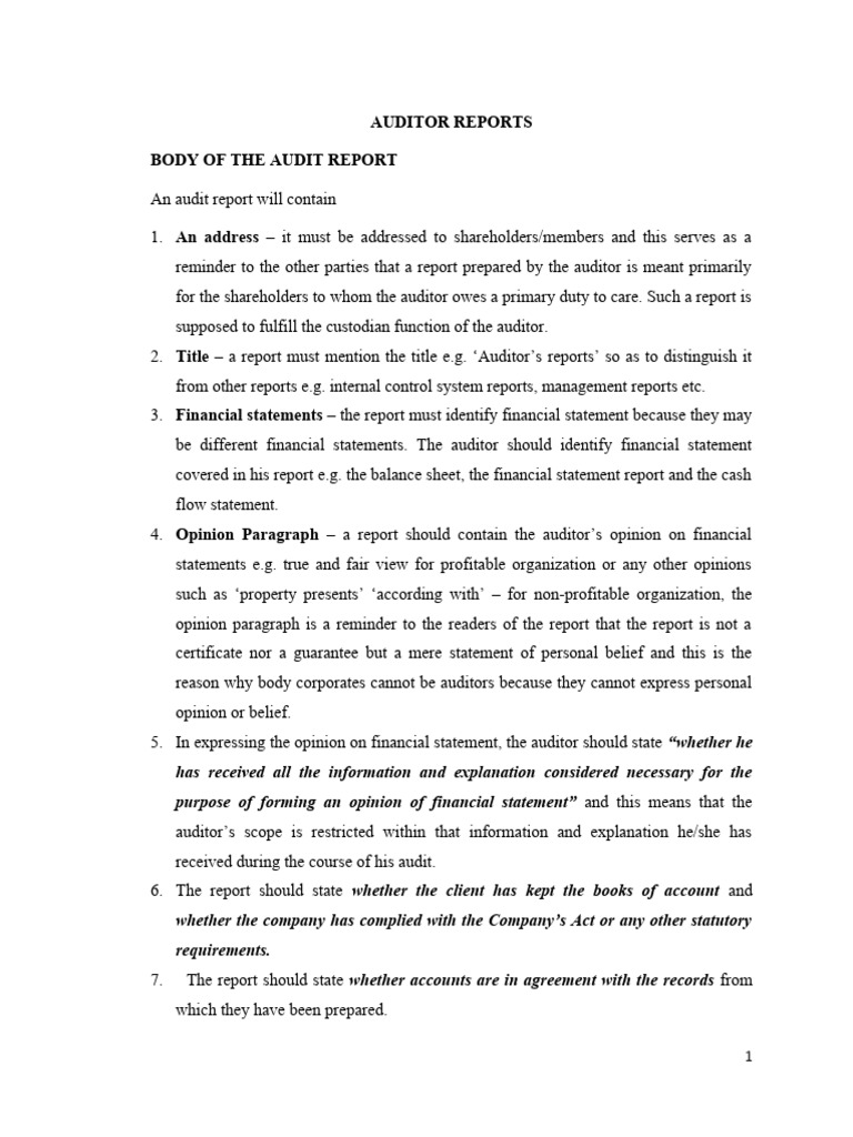 Auditor Reports | PDF | Auditor's Report | Audit