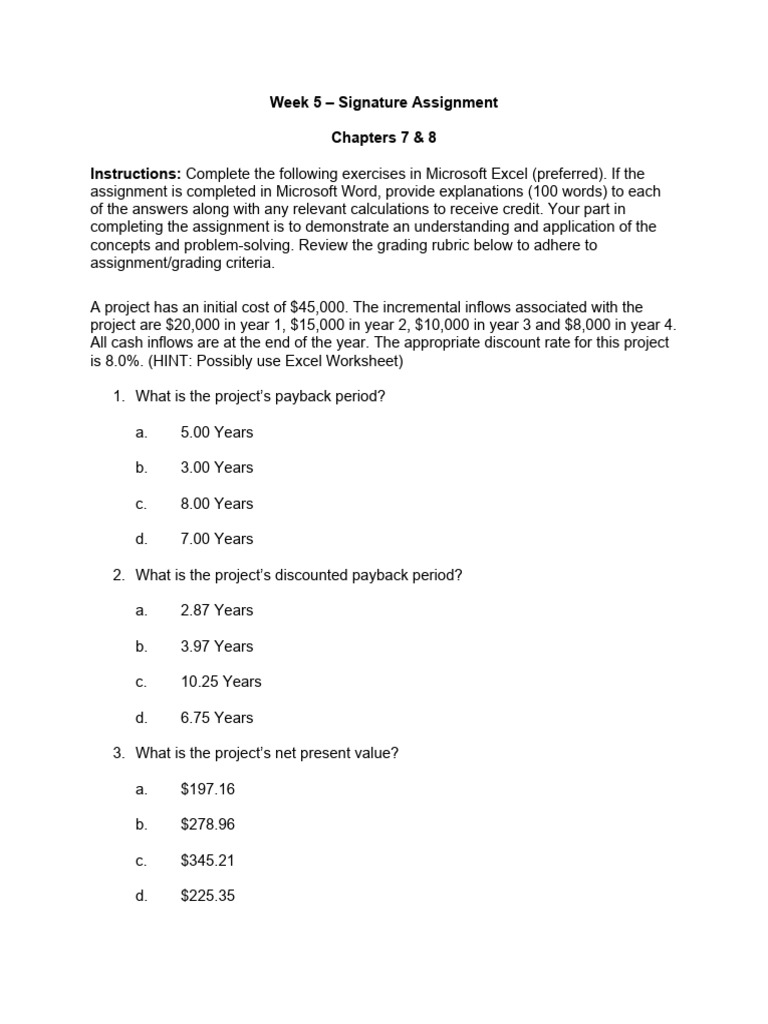 FINC300 Week 5 Assignment | PDF