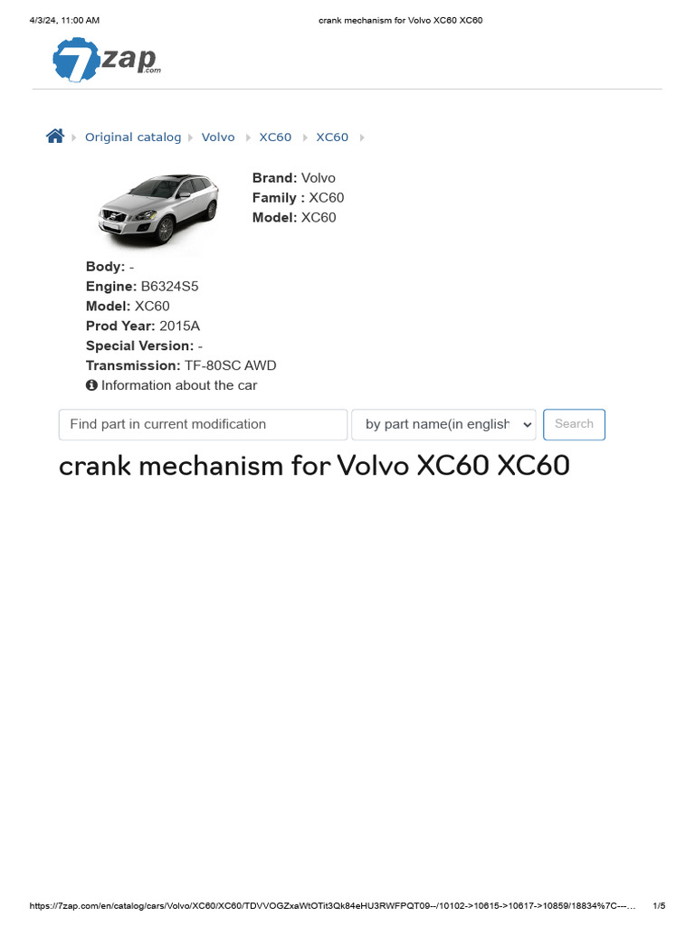 Crank Mechanism For Volvo XC60 XC60 | PDF | Engines | Internal Combustion Engine