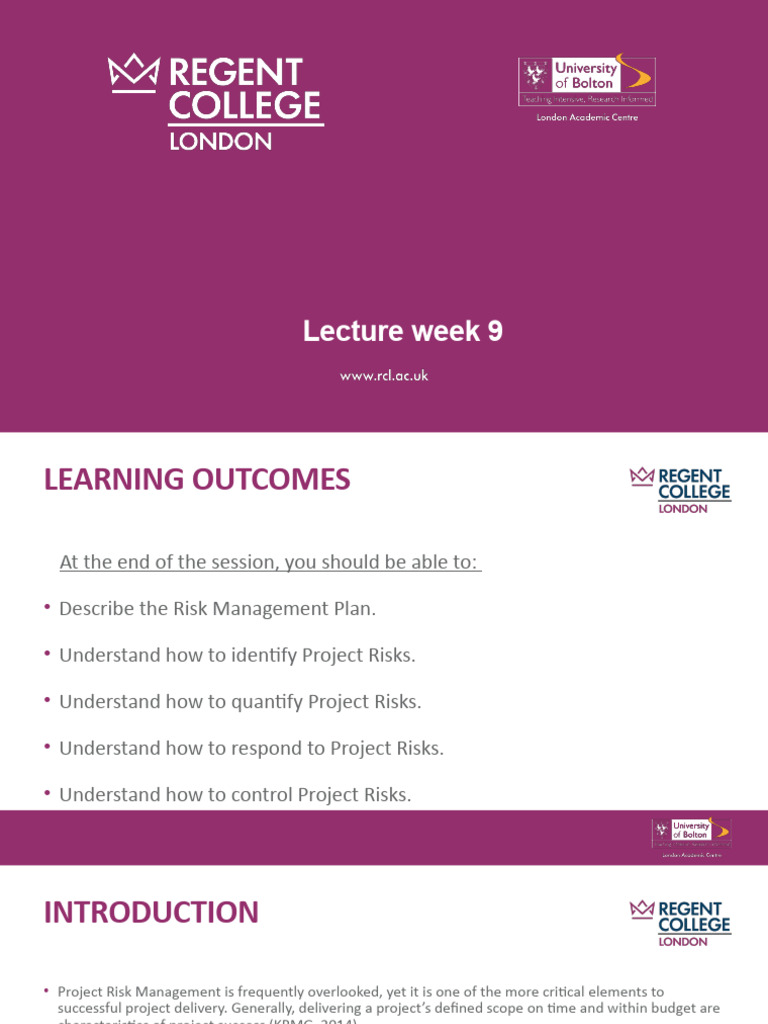 BMP 5004 Lecture Week 9 2 | PDF | Risk | Risk Management BMP 5004 Lecture Week 9 2 | PDF | Risk | Risk Management