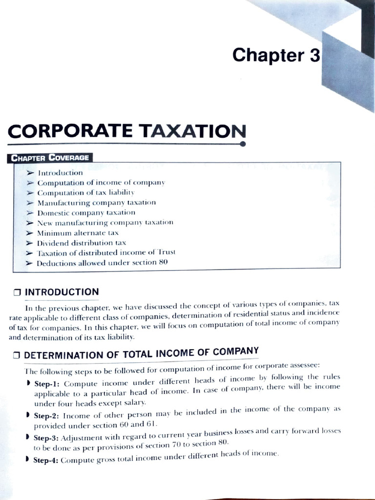 Unit I CTP Corporate Taxation | PDF