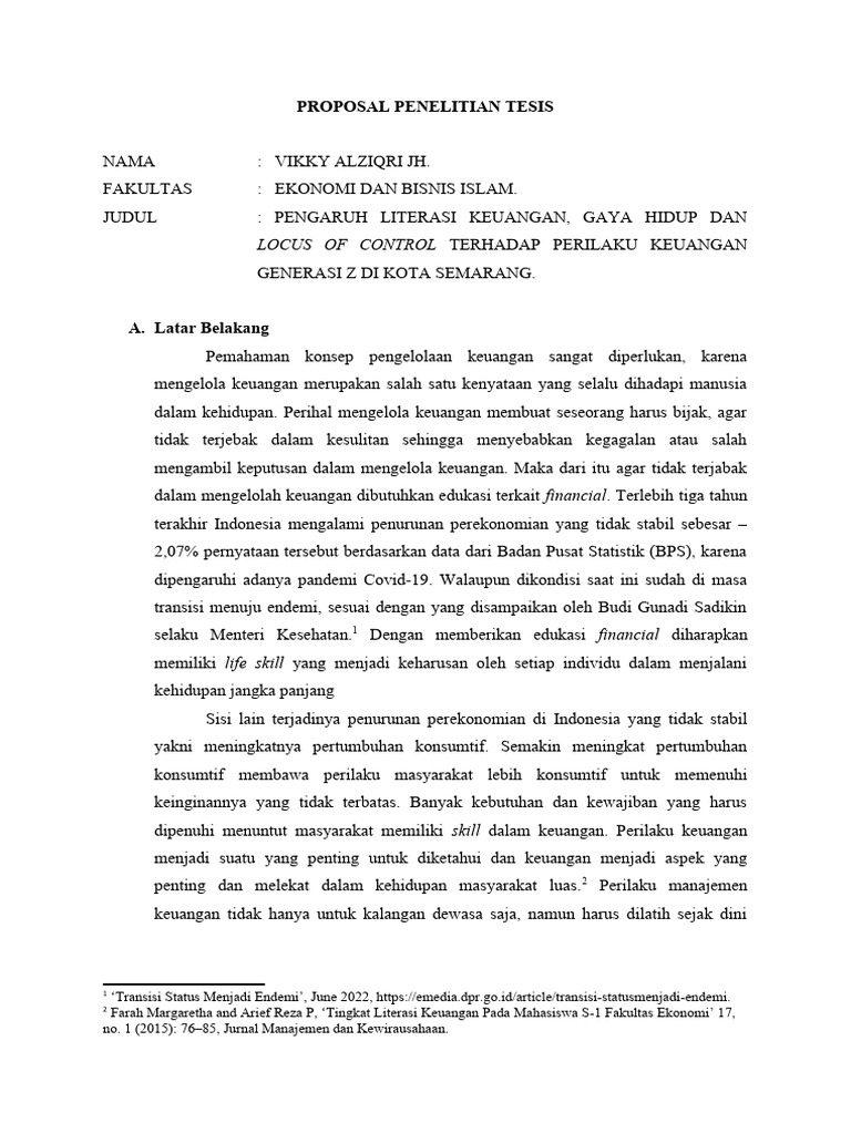 Pengaruh Literasi Keuangan, Gaya Hidup Dan Locus of Control Terhadap Perilaku Keuangan Generasi ...