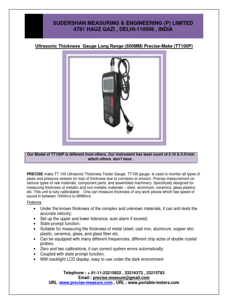 ultrasonic-thickness-gauge-long-range-600mm-precise-make-tt100p- | PDF ...