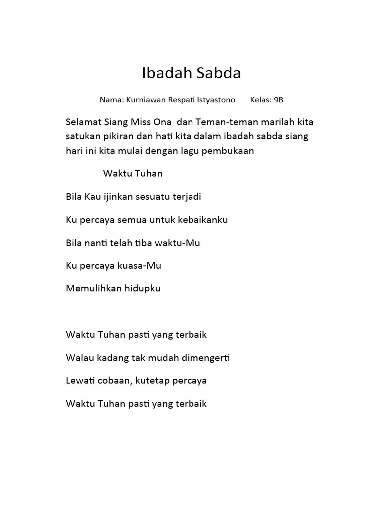 Ibadah Sabda: Rencana Terbaik Tuhan | PDF | Agama & Spiritualitas