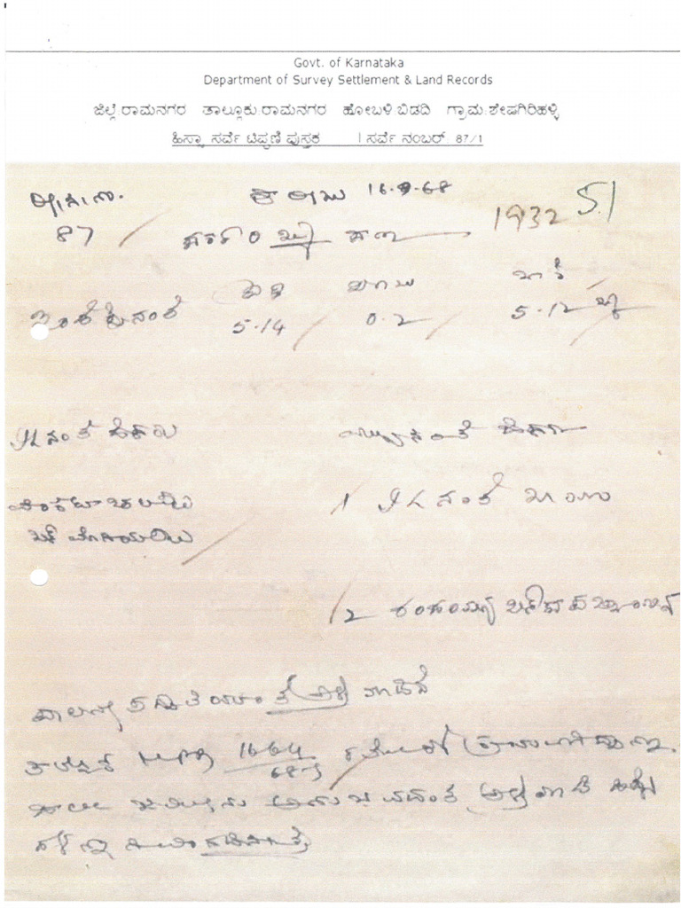 Sy No. 87.1 Survey Hissa Tippani | PDF