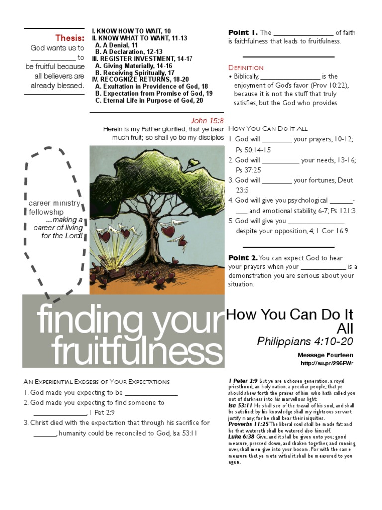 Fruitfulness 14 - Phil 4-10-20 Handout 111311 | PDF | Jesus In Islam | God