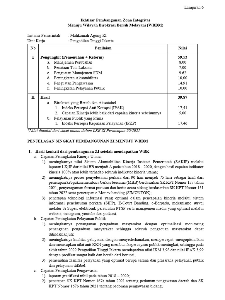 Ikhtisar Pembangunan ZI | PDF Ikhtisar Pembangunan ZI | PDF