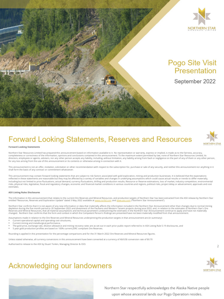 Investor Presentation Pogo Site Visit 23 09 2022 | PDF | Mining