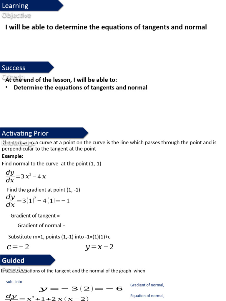 Tangents and Normals in Calculus | PDF | Tangent | Mathematical Objects