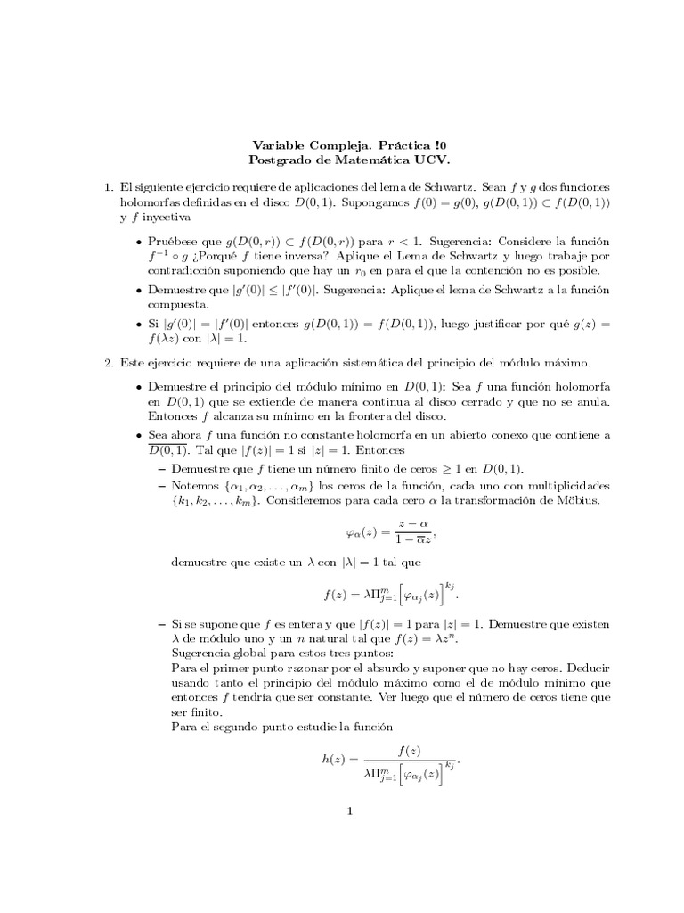 Practica 10 | PDF | Análisis complejo | Análisis matemático