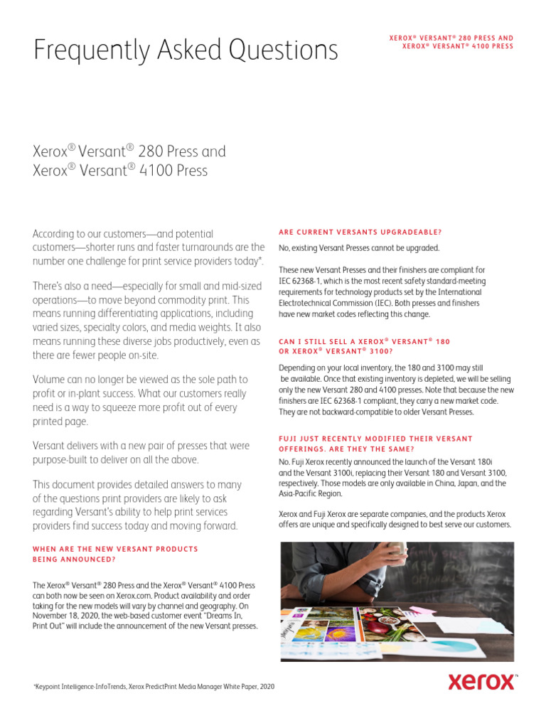 Xerox Versant 280 - 4100 Press FAQ Document | PDF | Automation | Cloud ...