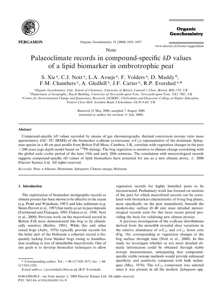 Palaeoclimate Records in Compound Specif | PDF | Climate | Physical ...