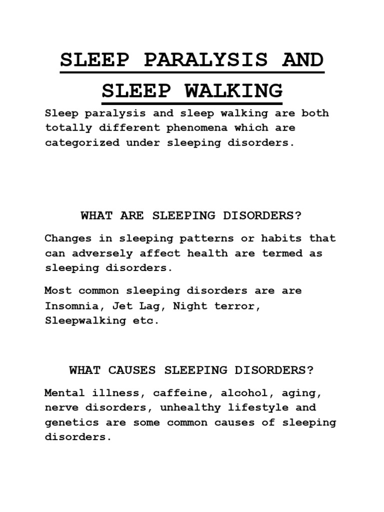Sleep Paralysis and Sleep Walking | PDF | Sleep | Rapid Eye Movement Sleep