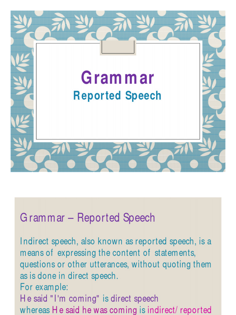 Reported Speech | PDF | Linguistics | Linguistic Typology