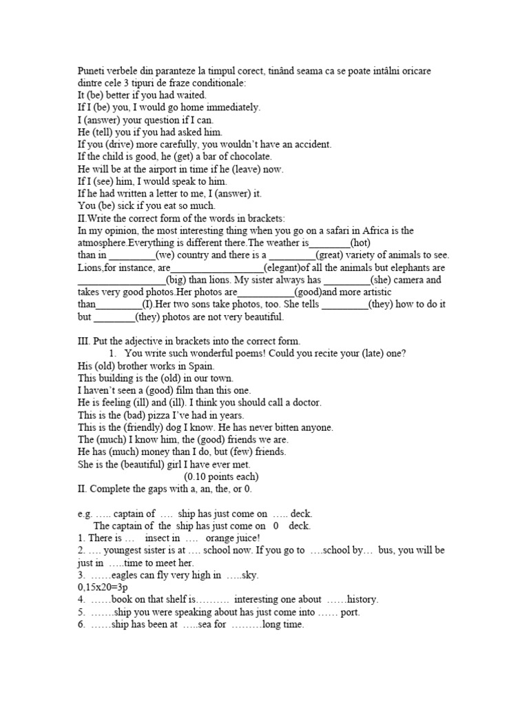 Adjectiv, Articol, Conditionale | PDF