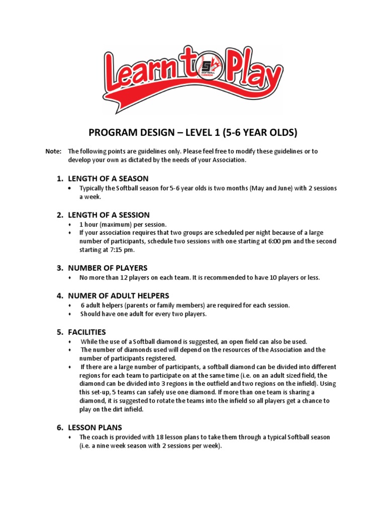 How To Implement The Learn To Play Program | PDF | Pitcher | Softball
