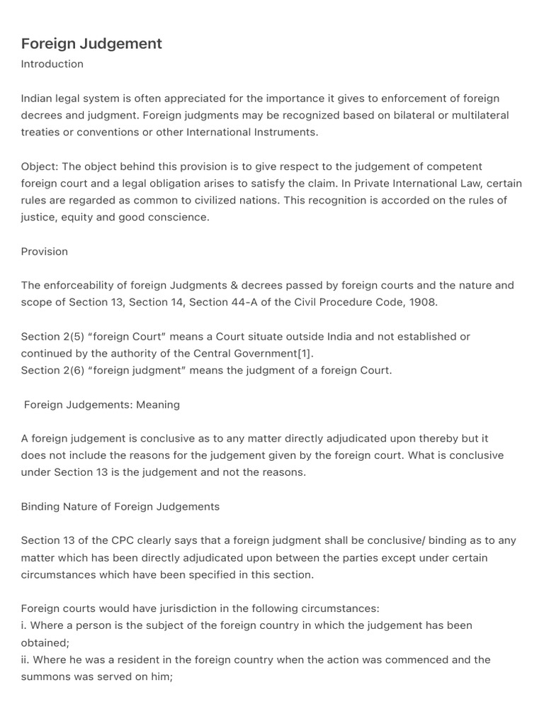 Foreign Judgement | Download Free PDF | Judgment (Law) | Lawsuit