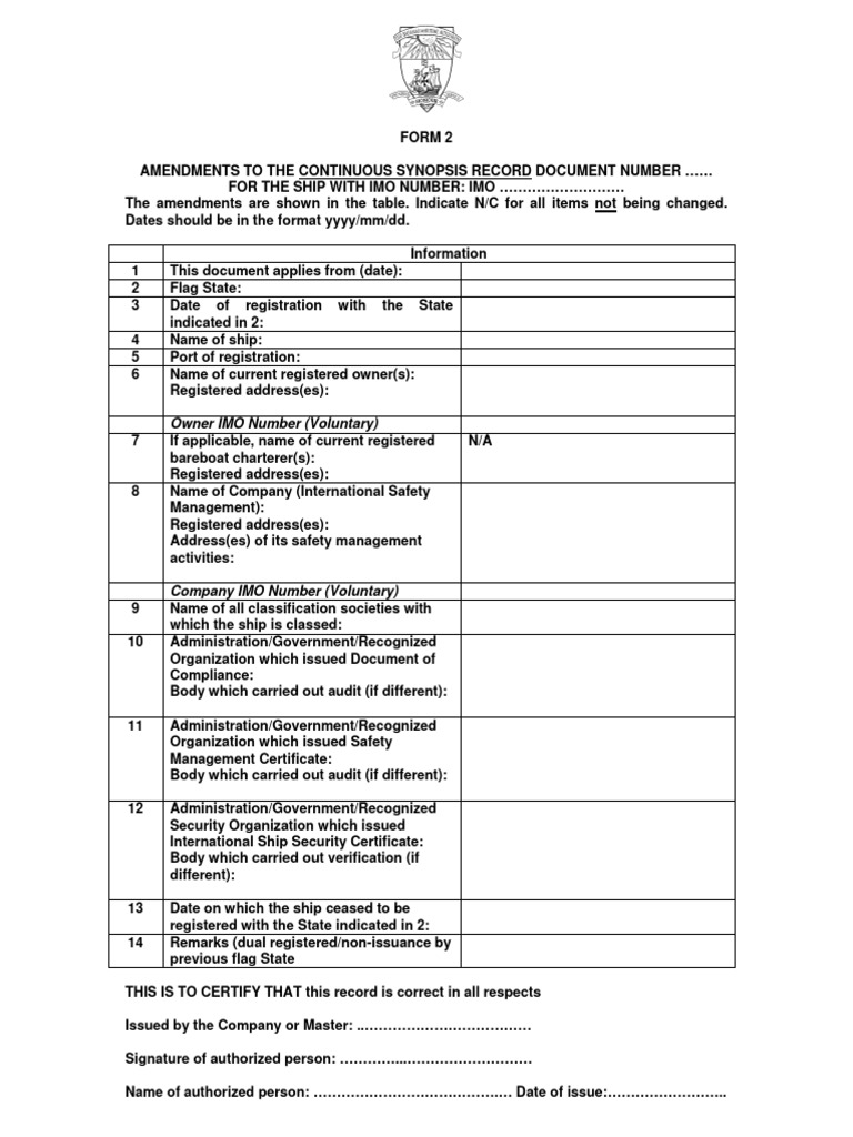 CSR Ammendment Form | PDF