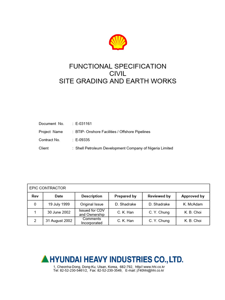 Functional Specification Civil Site Grading and Earth Works: Rev Date ...