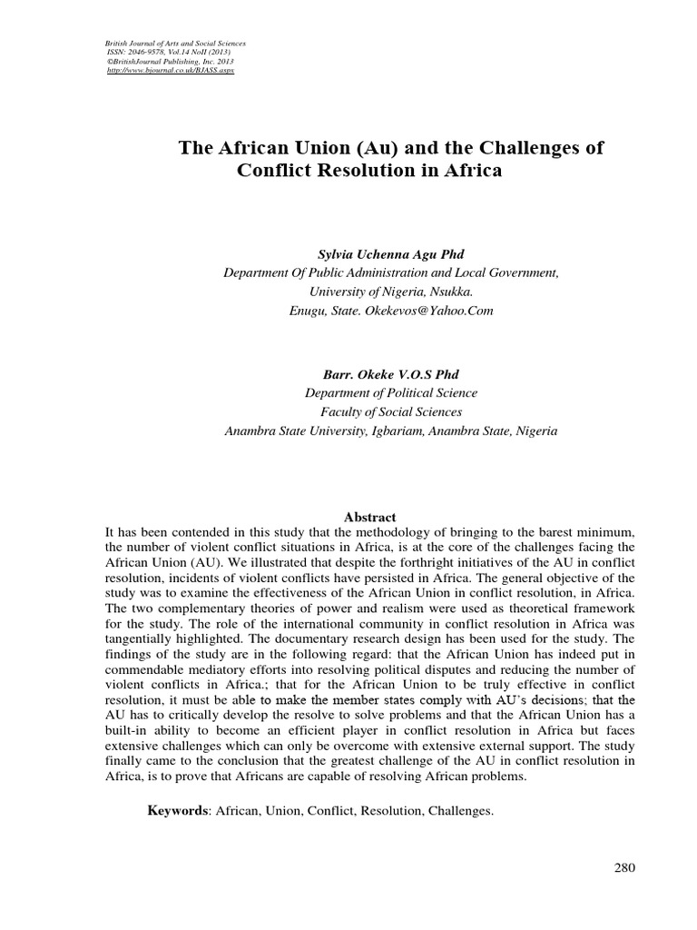 AU and Challenges To Conflict Resolution in Africa | PDF | African ...