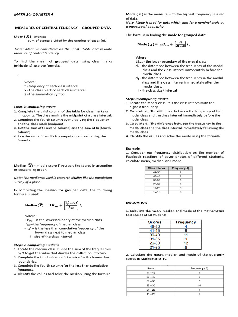MCT-Grouped-Data | PDF | Mode (Statistics) | Mean