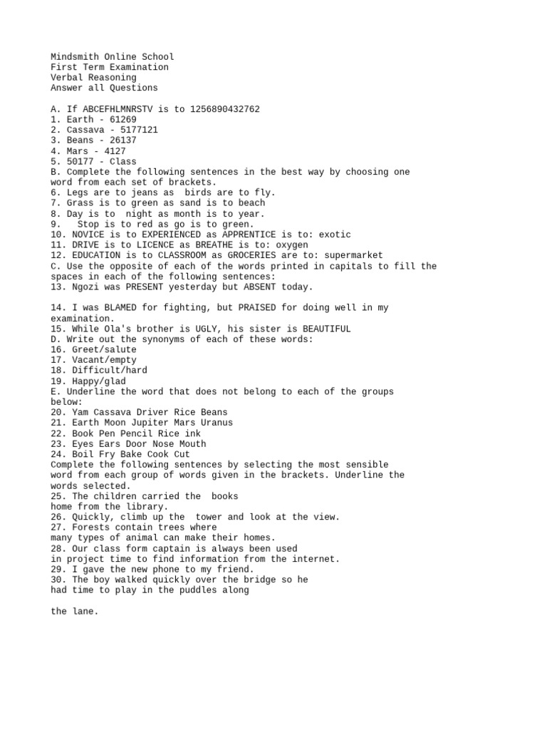 Verbal Examination | PDF