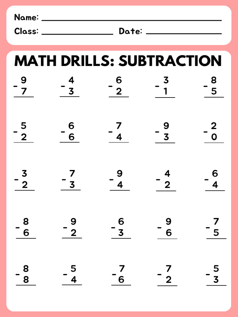 Math Drills Subtraction Worksheet 20240403 163814 0000 | PDF | Games ...