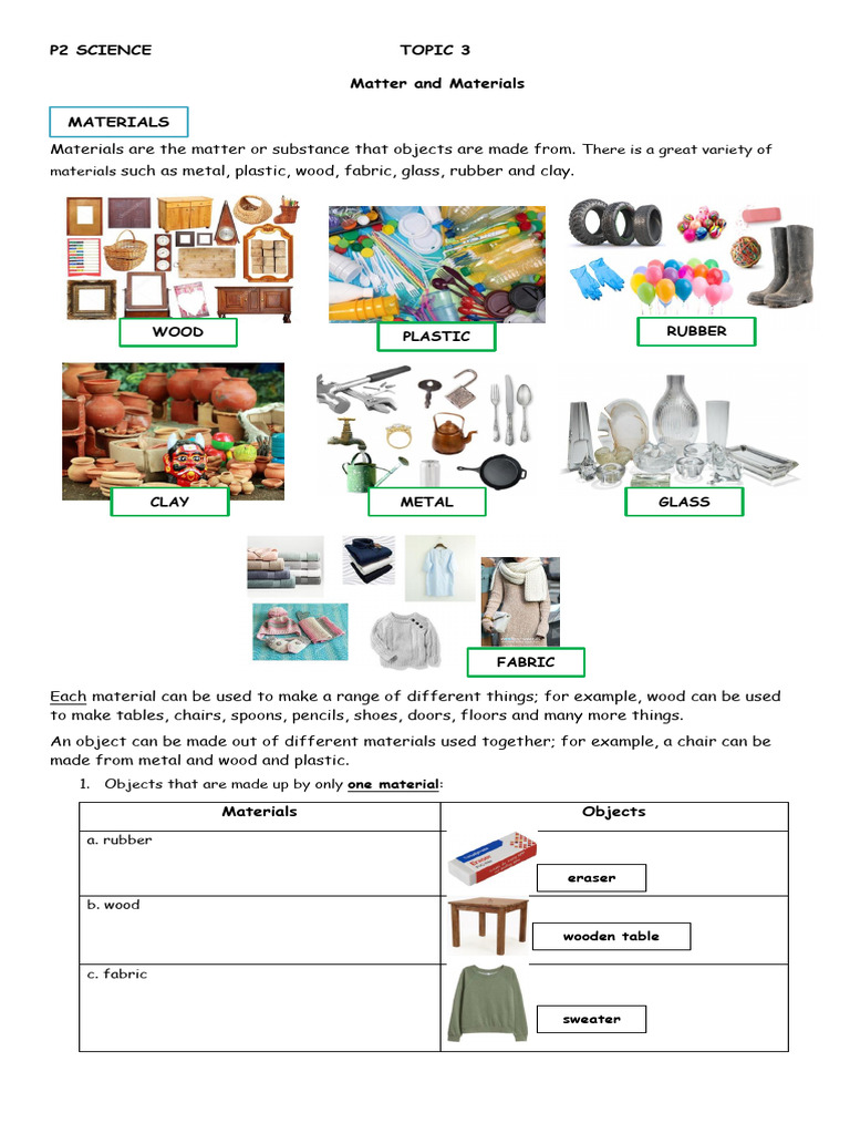 P2. Science - Summary Topic 3 | PDF | Plastic | Materials
