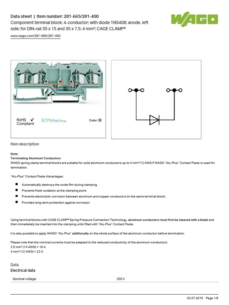 Data Sheet281-665 281-400 | PDF | Electrical Conductor | Corrosion