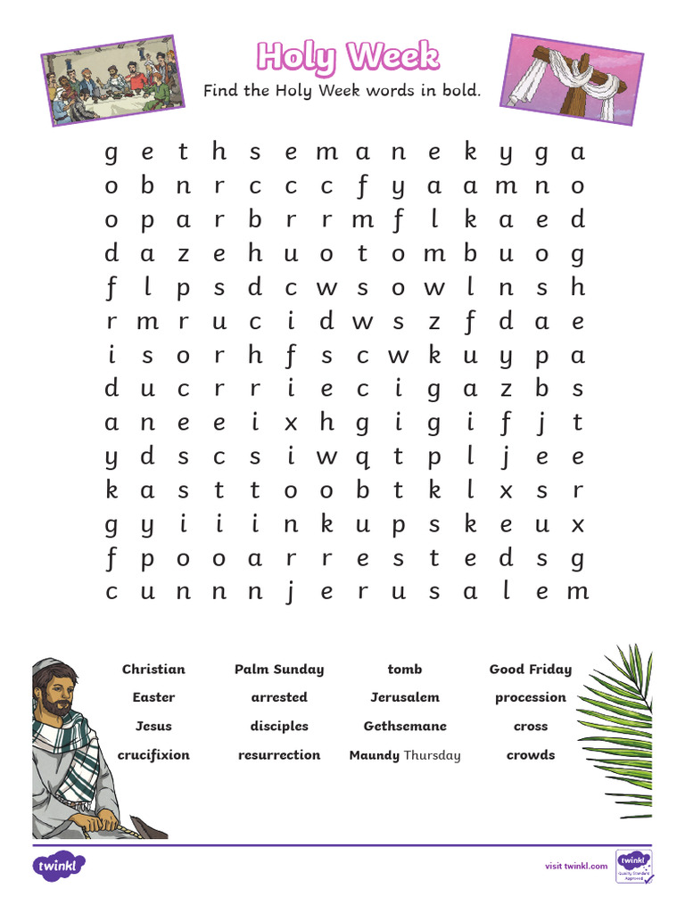Holy Week Word Search Worksheet | PDF | Easter | Resurrection Of Jesus