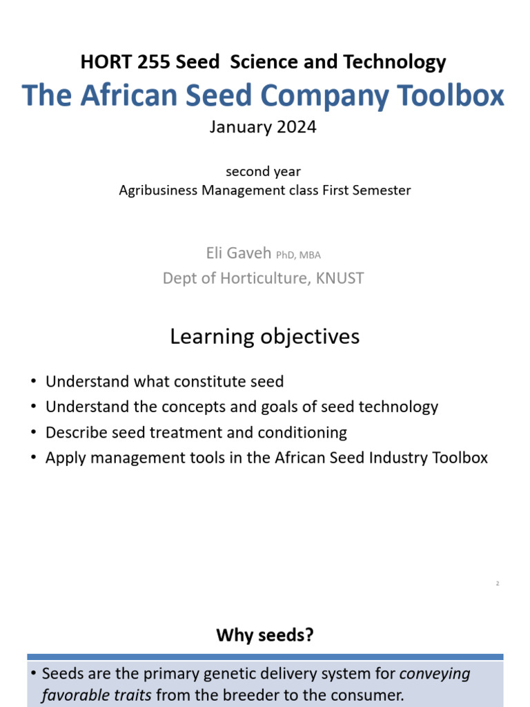 Goals and Importance of Seed Technology | PDF | Germination | Seed