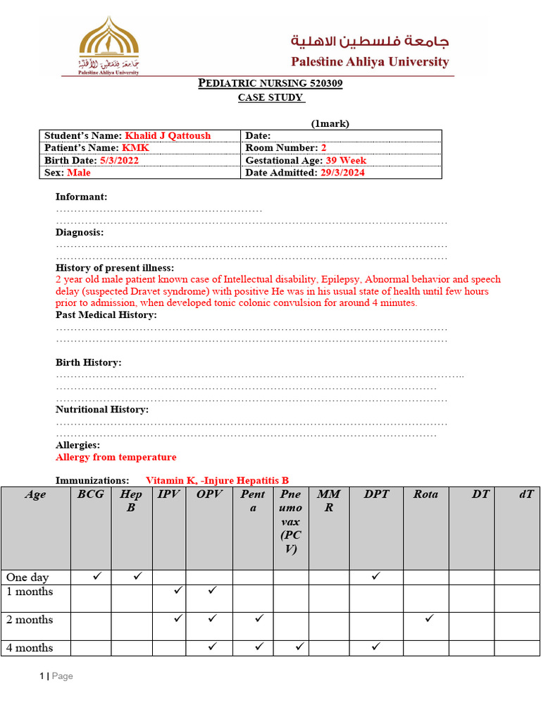 Pediatric Case Study Form PAU | PDF | Consciousness | Headache
