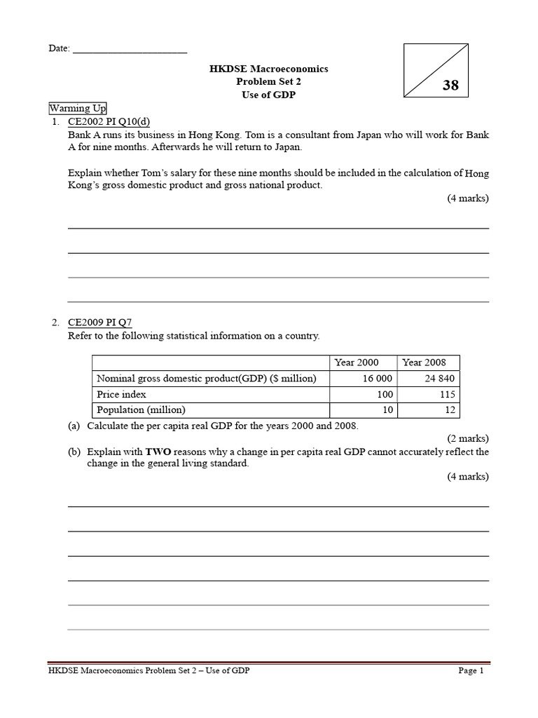 02 Macro PS Use of GDP | PDF | Gross Domestic Product | Macroeconomics