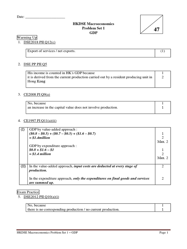 01a Macro PS GDP - Solution | PDF | Measures Of National Income And Output | Gross Domestic Product