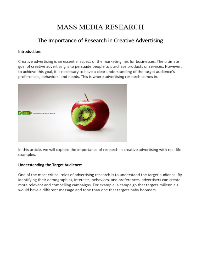 Mass Media Research | PDF | Target Audience | Advertising