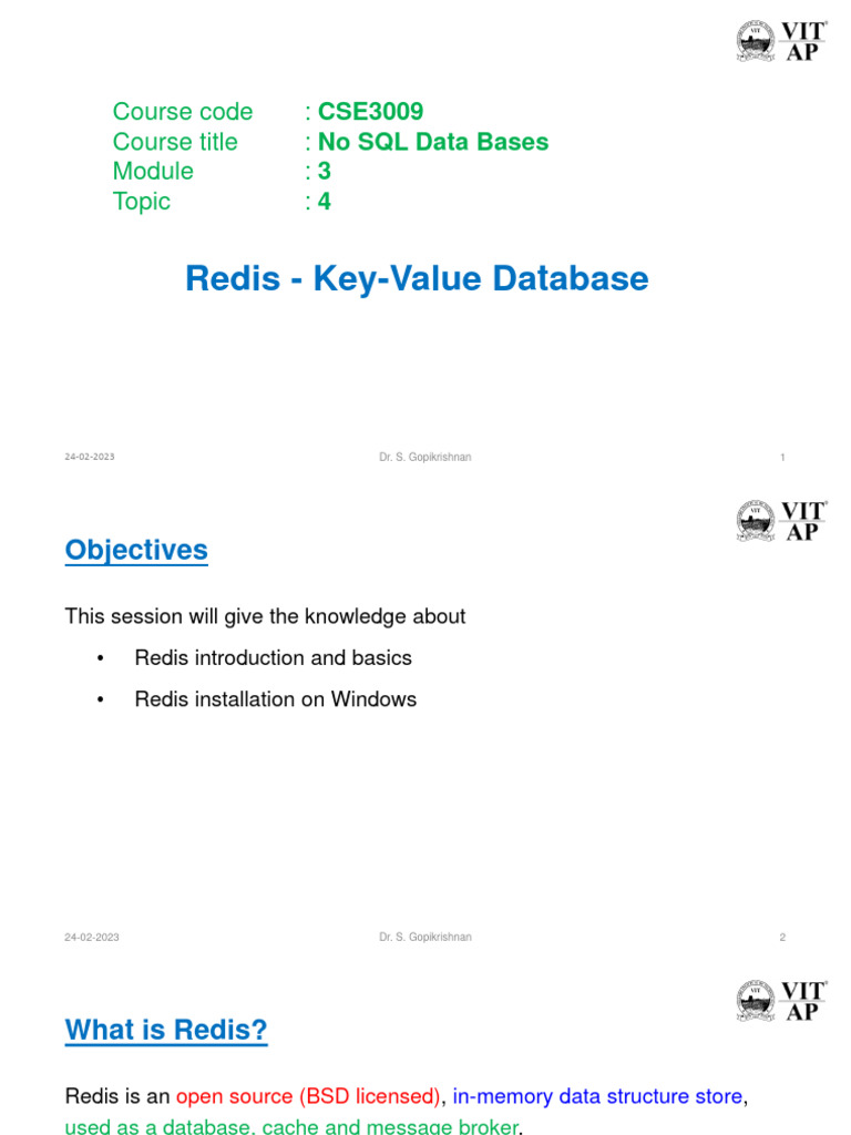 Module3-Topic4-Redis Part-1 | PDF | Computer Cluster | Computer Data Storage