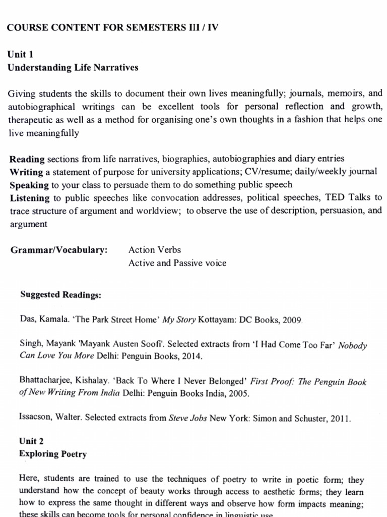 ELTL, Sem 4 Syllabus | PDF | Reading Comprehension | Essays