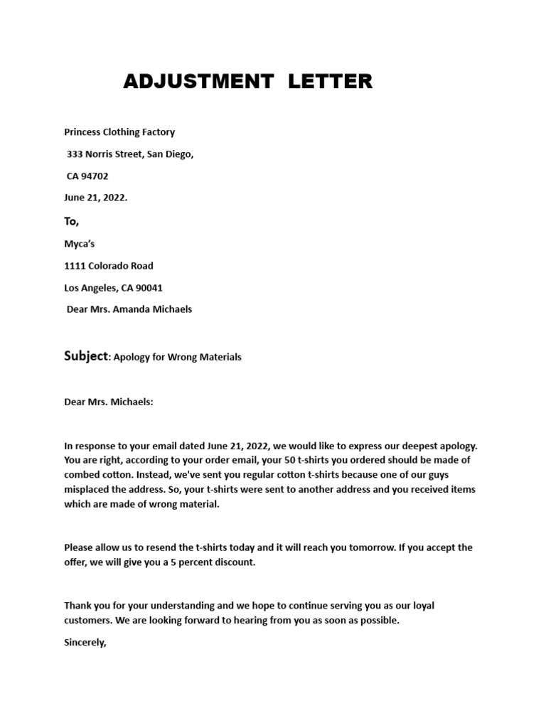 Adjustment Letter-1 | PDF