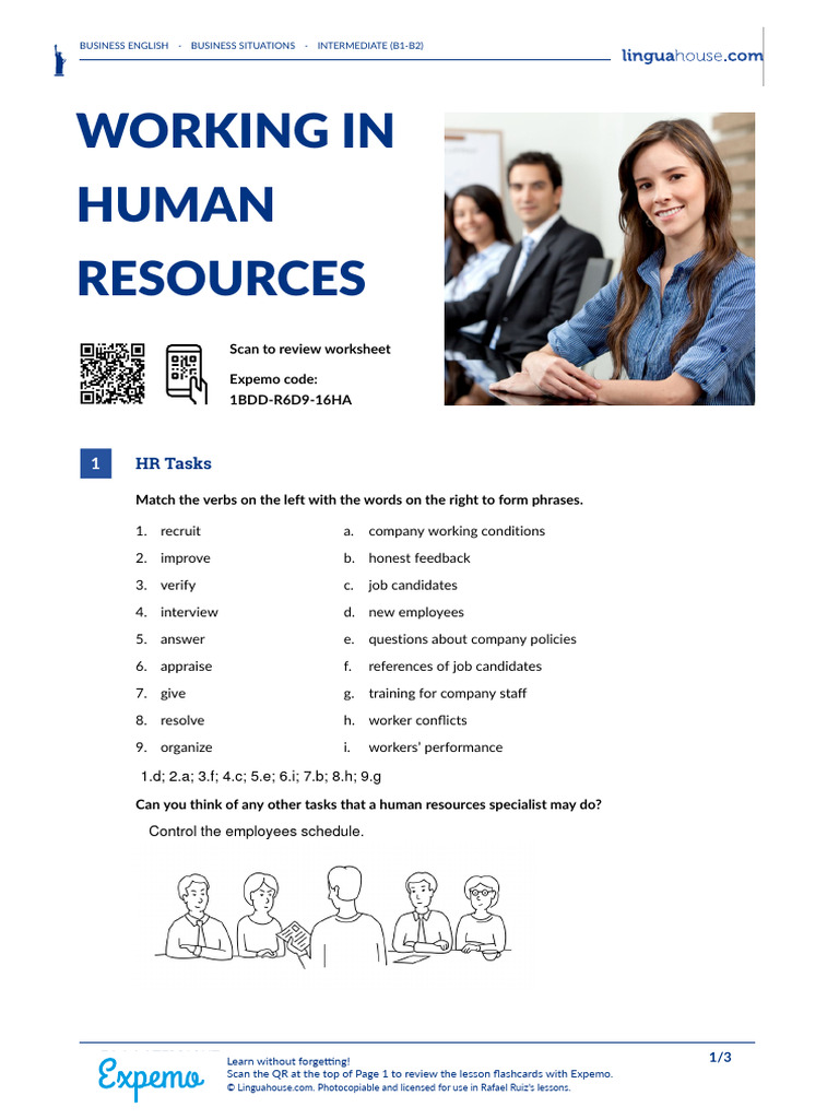 Working in Human Resources American English Student | PDF | Human ...