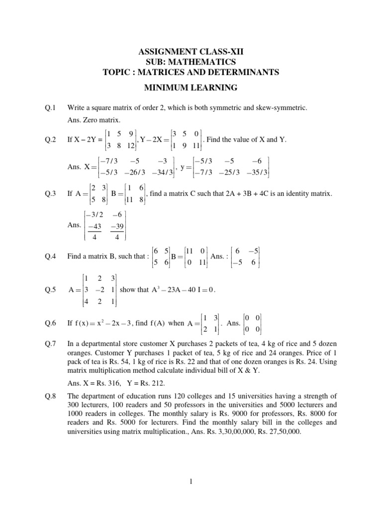 Matrices and Determinants | PDF | Applied Mathematics | Operator Theory