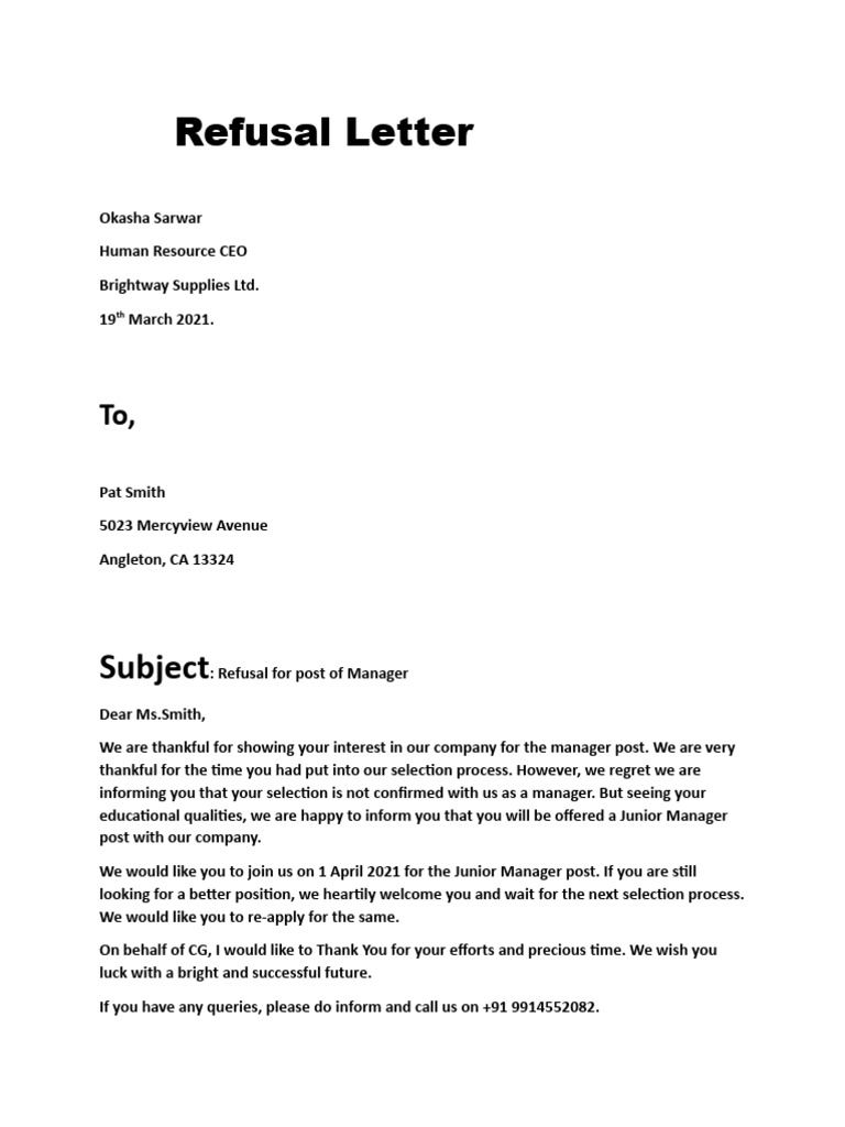 Refusal Letter-1 | PDF