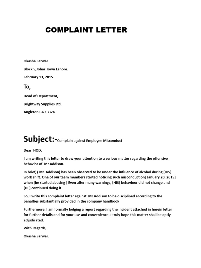 Complaint Letter-1 | PDF