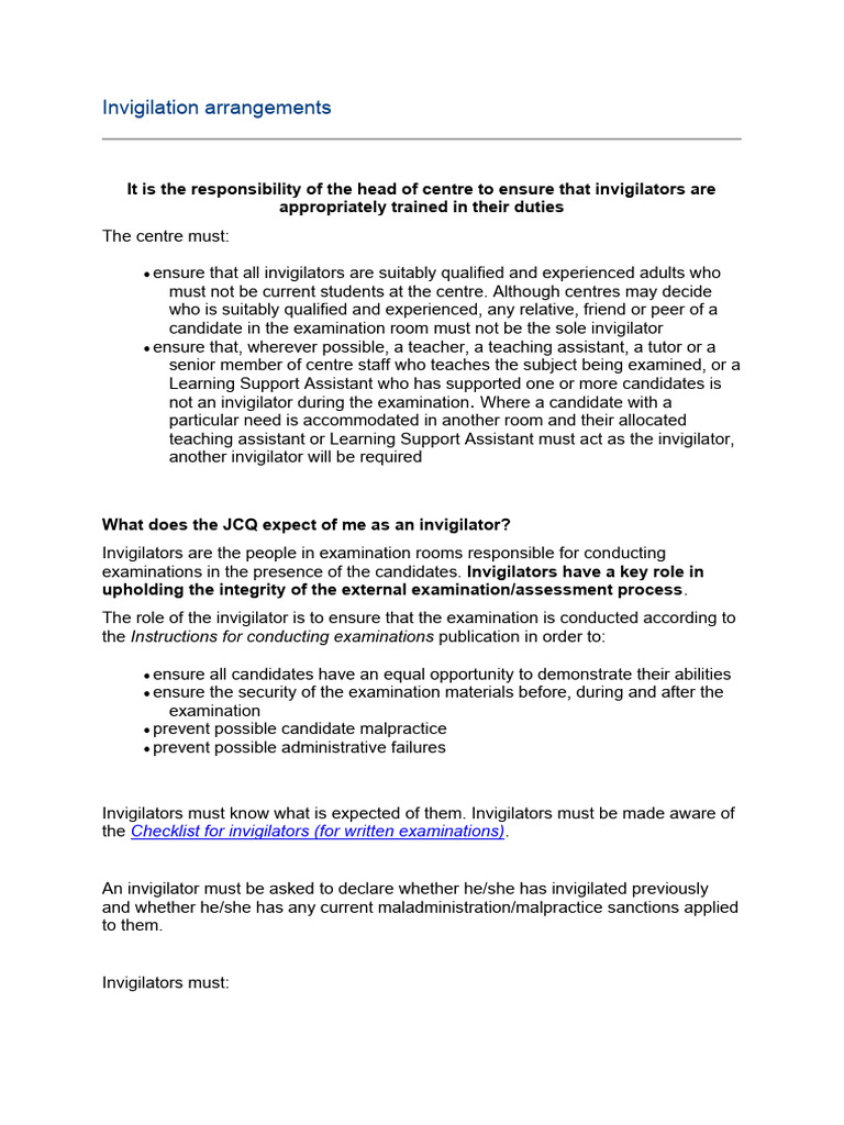 Invigilation | PDF | Gce Advanced Level (United Kingdom)