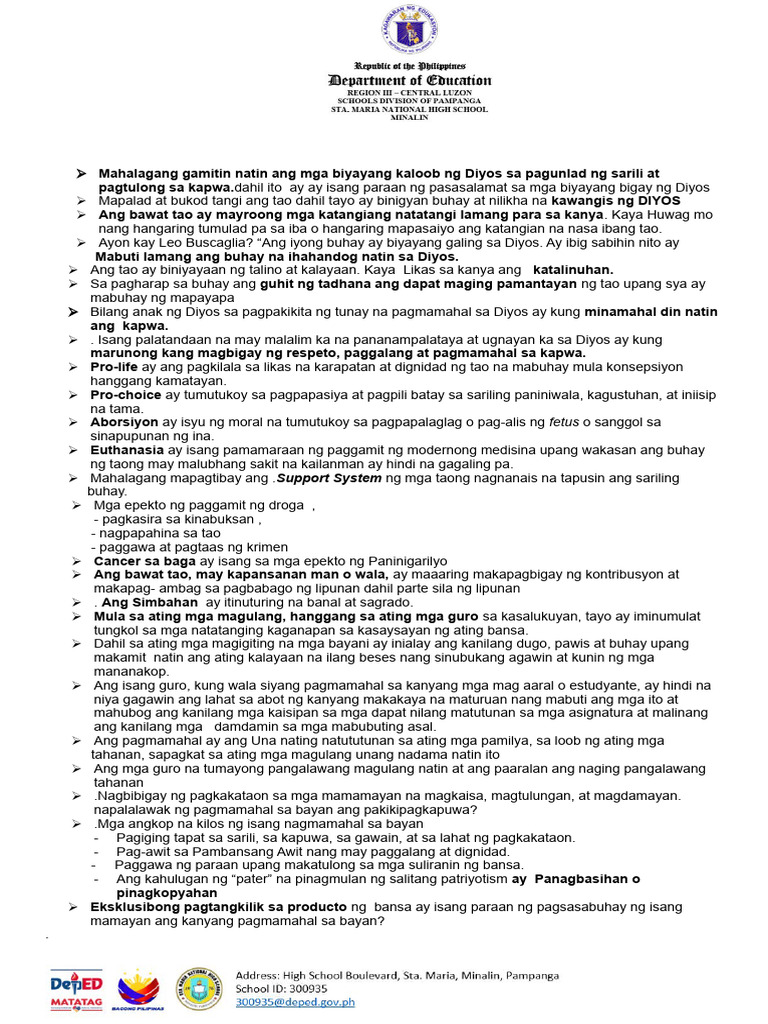 EsP 10 - Reviewer Q3 | PDF