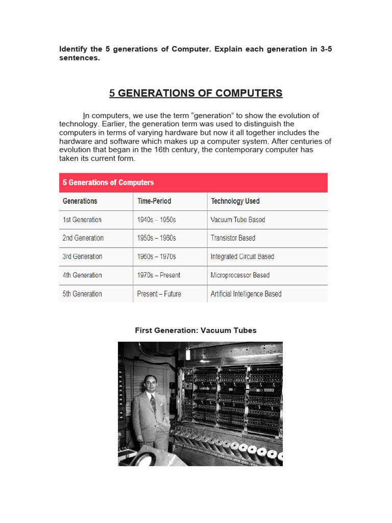 5 Generations of Computers | PDF | Computer Data Storage | Random Access Memory