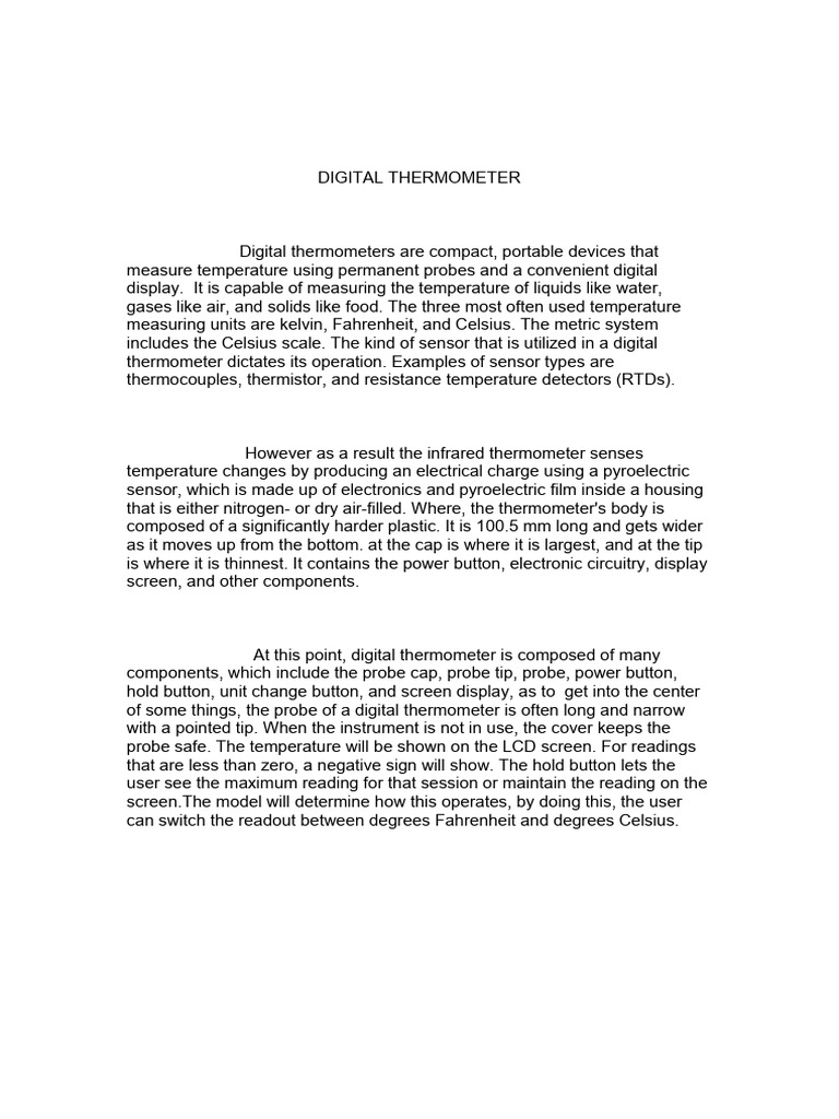 Digital Thermometer Overview and Function | PDF | Science & Mathematics ...