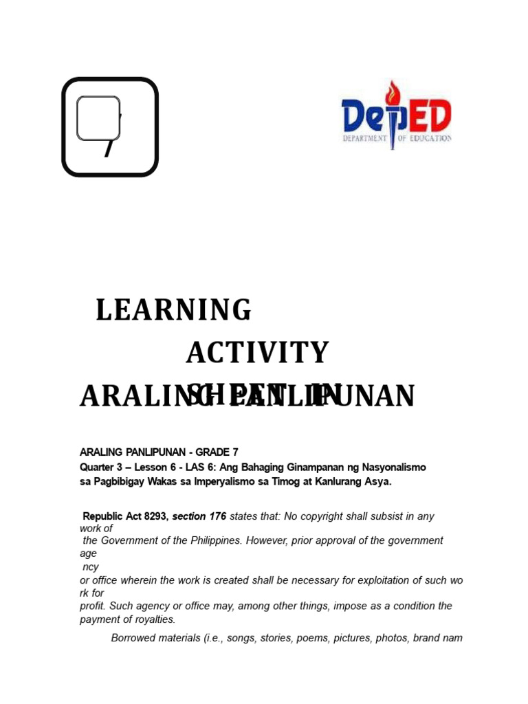learning-activity-sheet-in-araling-panlipunan | PDF