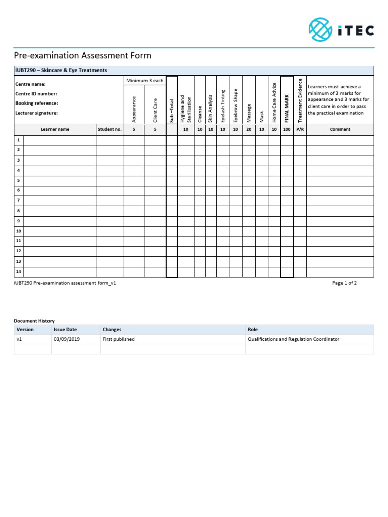 35159-IUBT290 Pre Examination Form v1 | PDF | Health Care