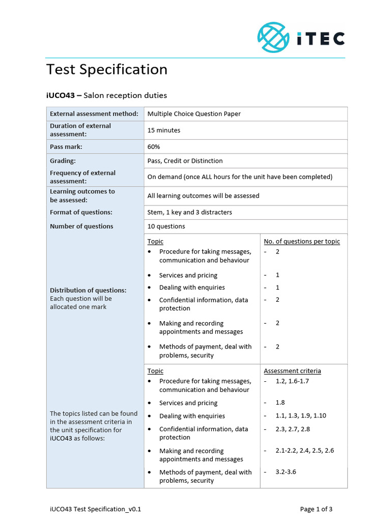 39927-IUCO43 Test Specification v1 | PDF | Information